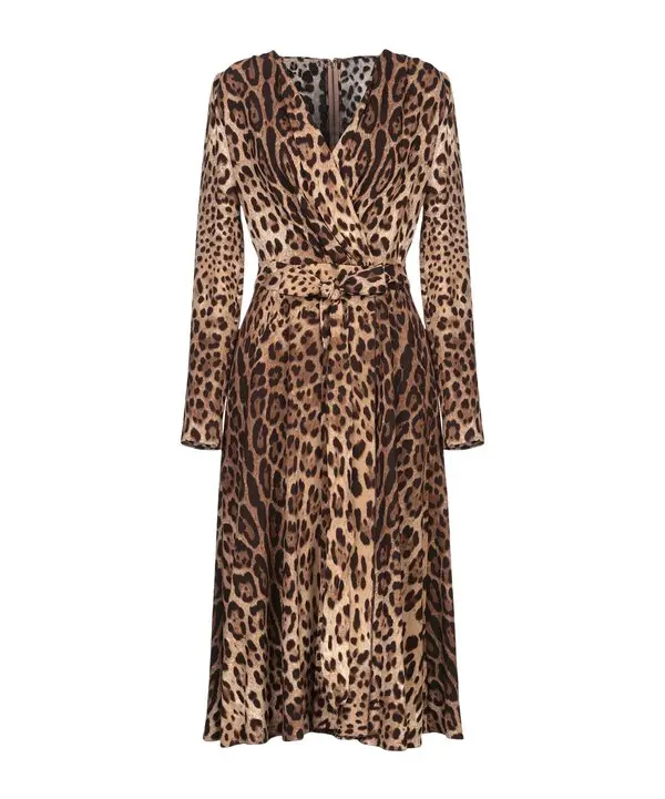 Dolce & Gabbana V-neck Leopard Print Dress