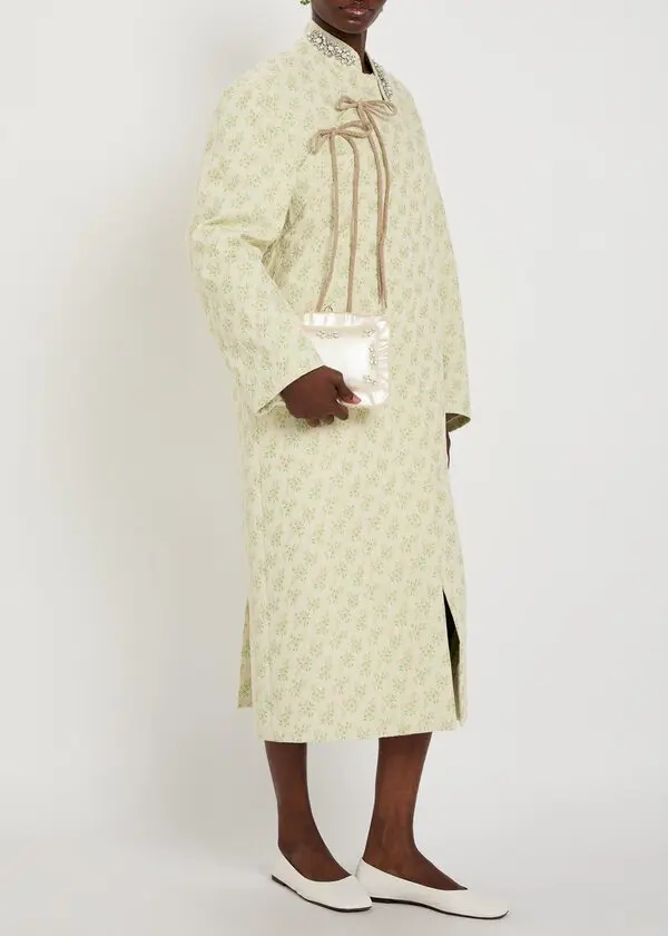 Simone Rocha Embellished Floral-jacquard Cotton-blend Coat