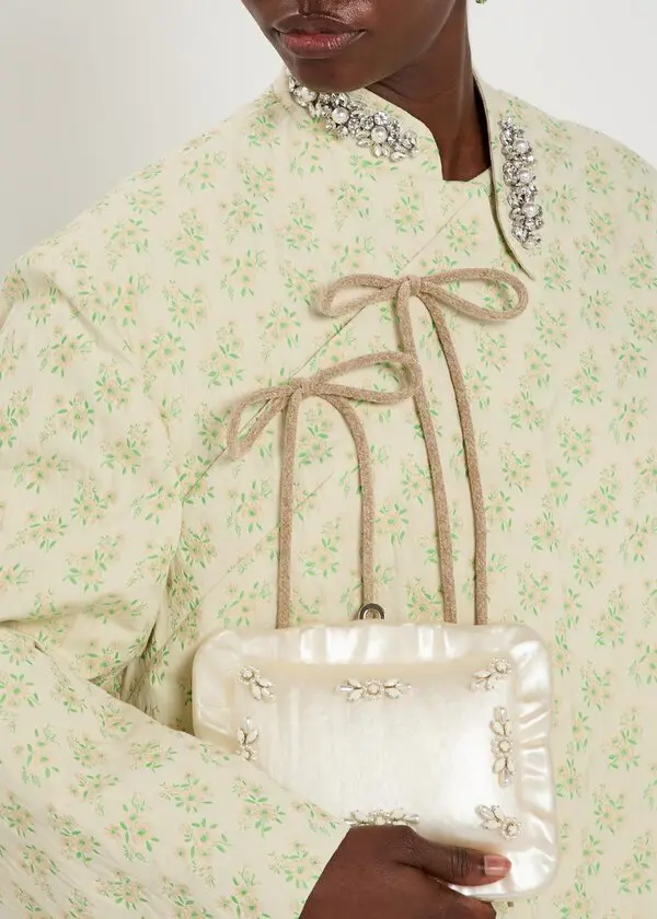 Simone Rocha Embellished Floral-jacquard Cotton-blend Coat