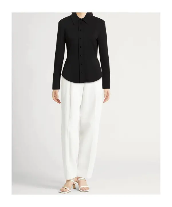 Sportmax Long-sleeve Shirt With Classic Collar And Button-front Closure