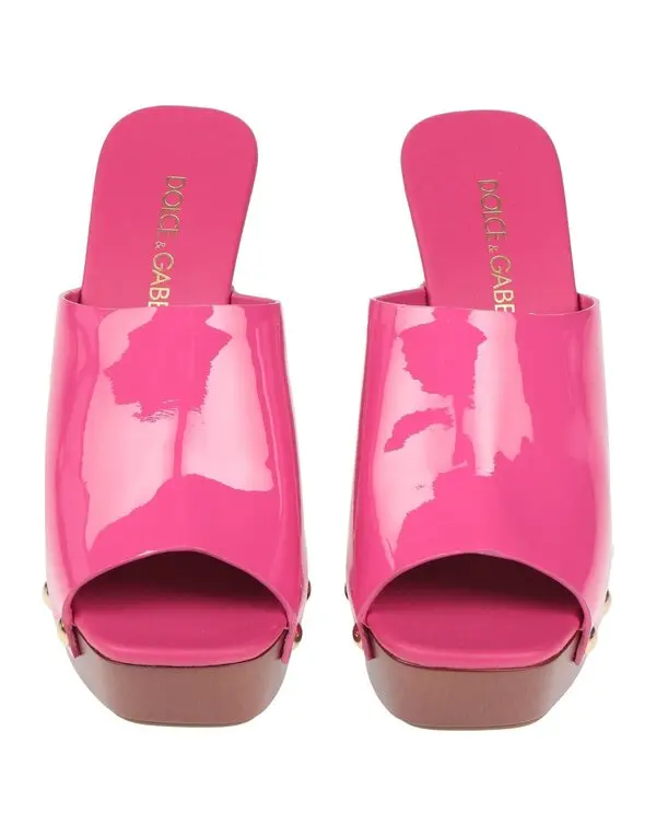 Dolce & Gabbana Patent Leather Platform Clogs With Studs