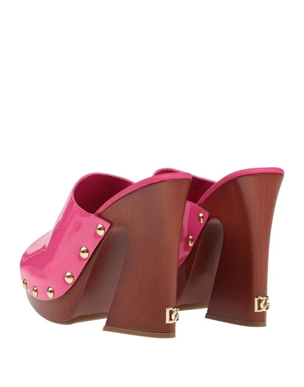 Dolce & Gabbana Patent Leather Platform Clogs With Studs