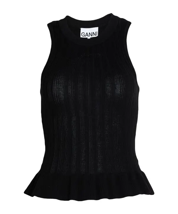 GANNI Knitted Crew Neck Vest