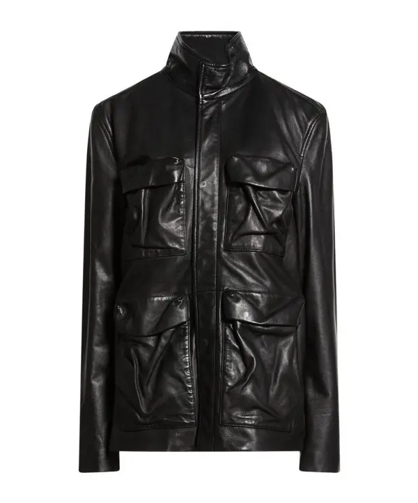 DIESEL® Minimalist Solid Color Leather Jacket