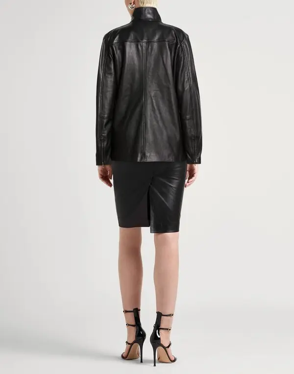 DIESEL® Minimalist Solid Color Leather Jacket