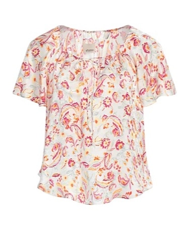Isabel Marant Étoile Pleated Print Short-sleeved Shirt - White
