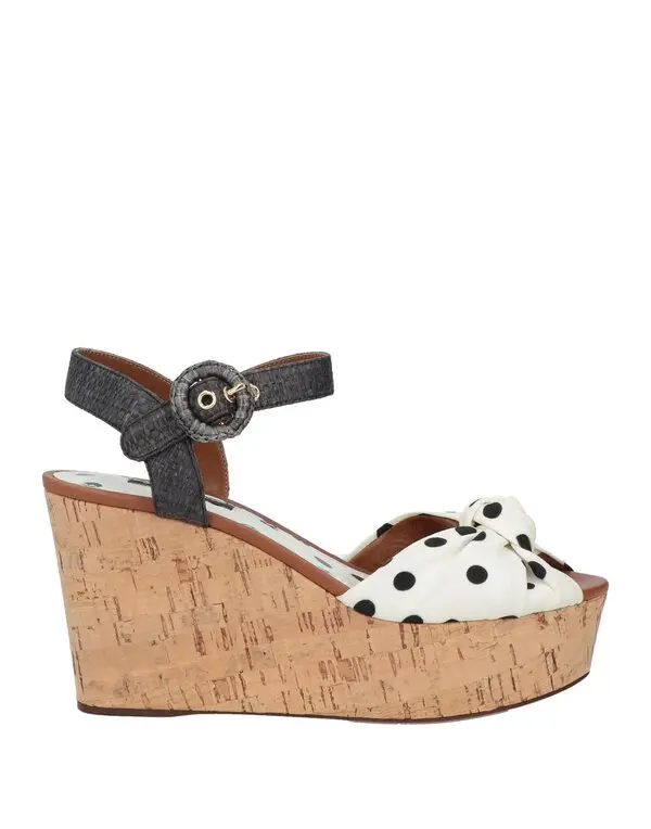 Dolce & Gabbana Woven Straw Wedge Sandals With Polka Dot Detail