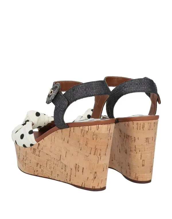 Dolce & Gabbana Woven Straw Wedge Sandals With Polka Dot Detail