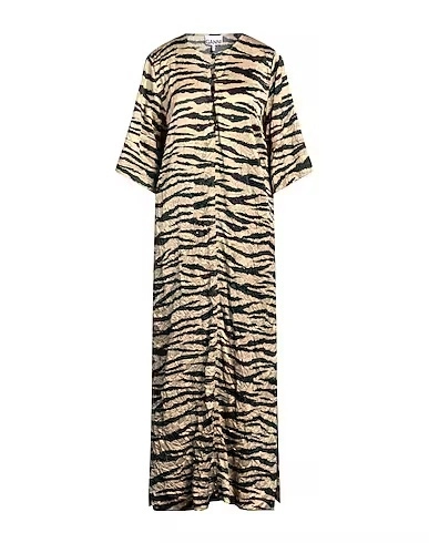 GANNI Tiger Print Satin Dress With 3/4 Sleeves