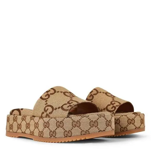 Gucci Gg Pattern Platform Slides