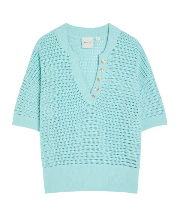 Varley Cotton Hollow-out Short Sleeve Top
