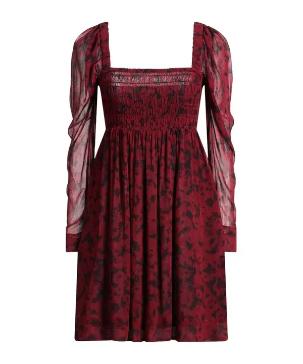 GANNI Printed Dress With Square Neckline And Long Sleeves