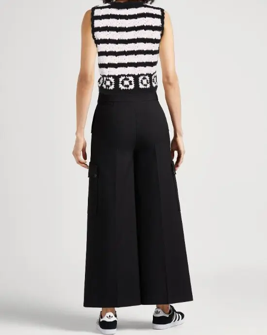 GANNI Crocheted Sleeveless Vest With Tie Detail - Black