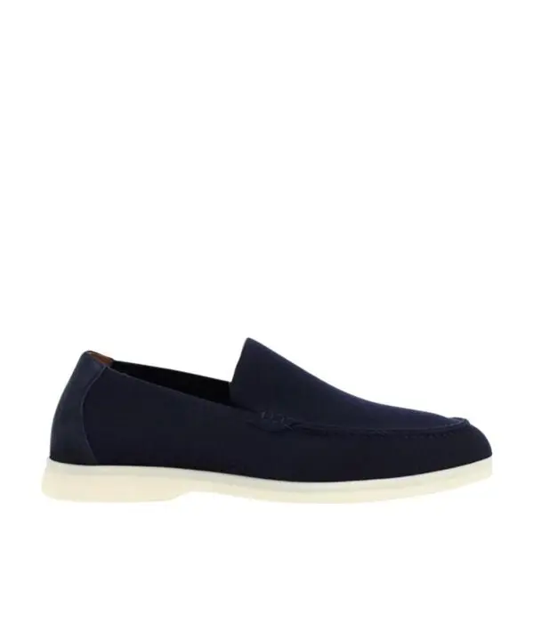 Loro Piana Flat Loafers With Contrasting Soles - Navy Blue