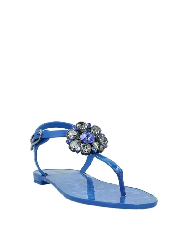 Dolce & Gabbana Embellished Flip Flops With Ankle Strap - Blue