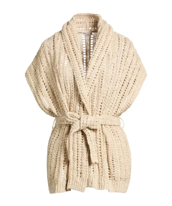 Brunello Cucinelli Crochet Cardigan With Belt And Sequins