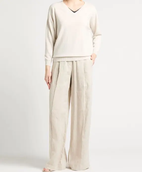 Brunello Cucinelli V-neck Sweater With Layered Detail