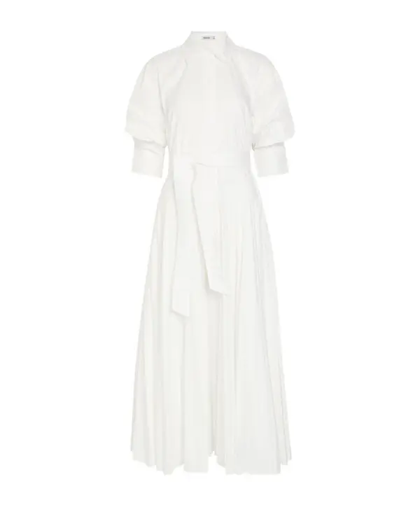 Simkhai Belted Cotton-blend Poplin Maxi Shirt Dress - White