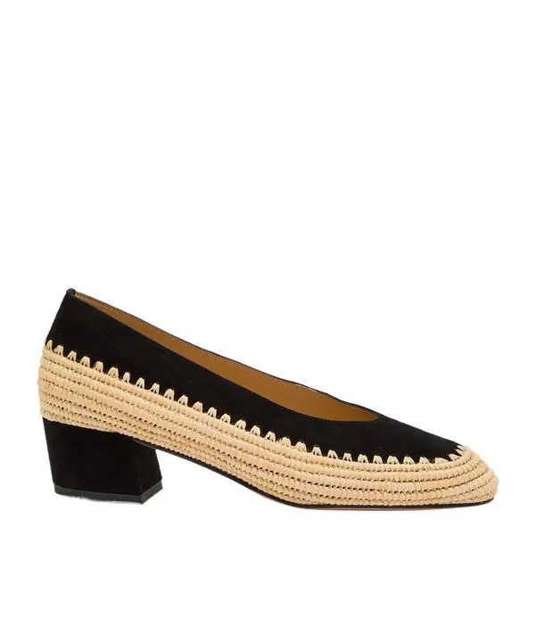 Gabriela Hearst Raffia And Suede Pumps - Black