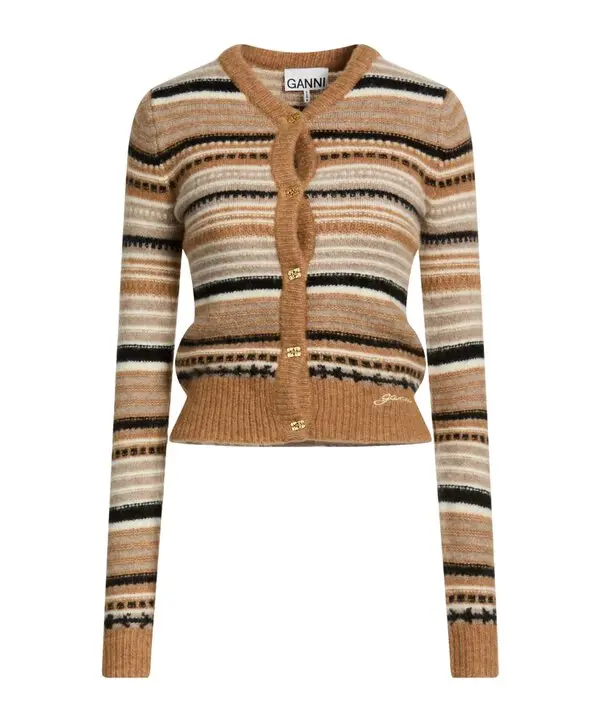 GANNI Striped Knit Cardigan