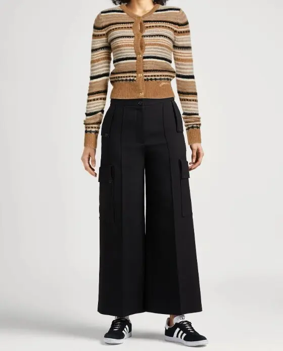 GANNI Striped Knit Cardigan