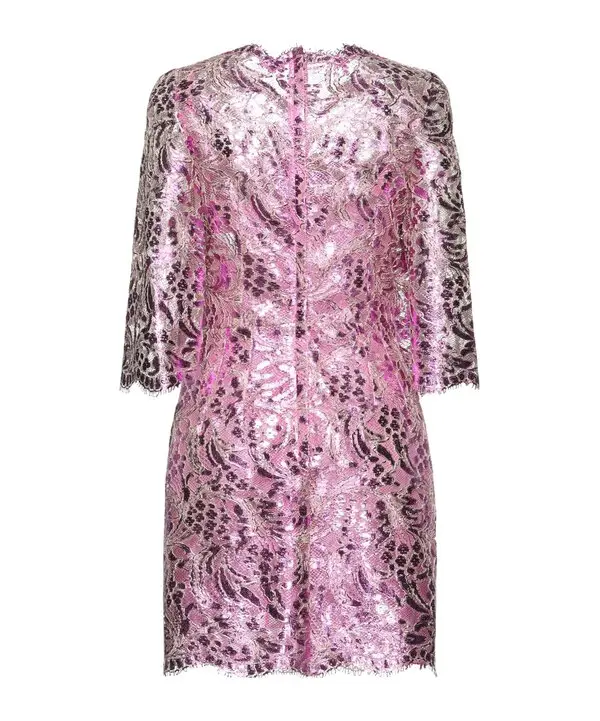Dolce & Gabbana Metallic Lace Crewneck Dress