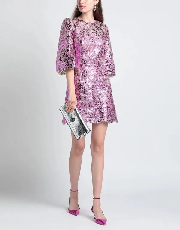 Dolce & Gabbana Metallic Lace Crewneck Dress