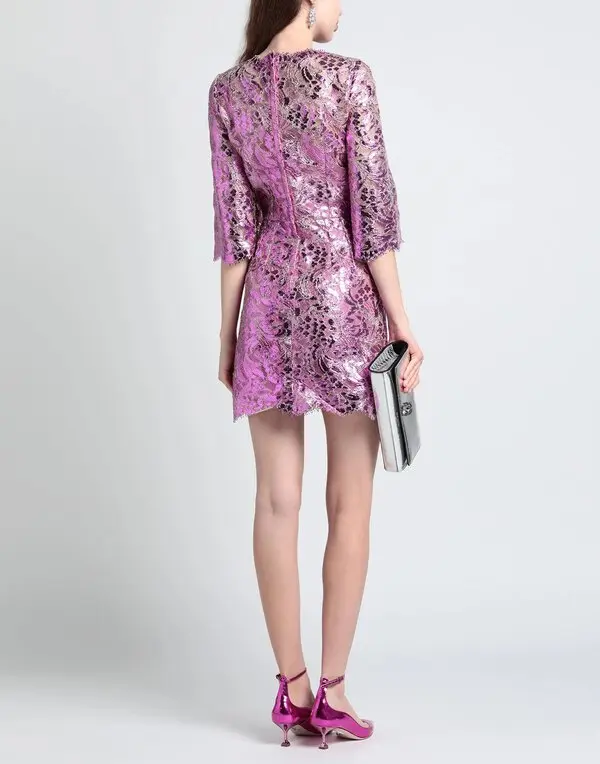 Dolce & Gabbana Metallic Lace Crewneck Dress