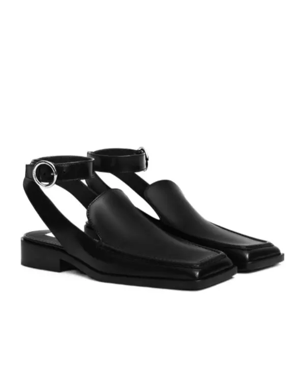 Alaïa Ankle-strap Square-toe Loafers - Black