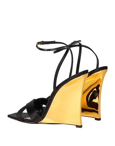 Saint Laurent Two-tone Buckled Square Toe Sandals