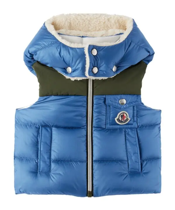 Moncler Oust Logo Patch Down Vest - Blue