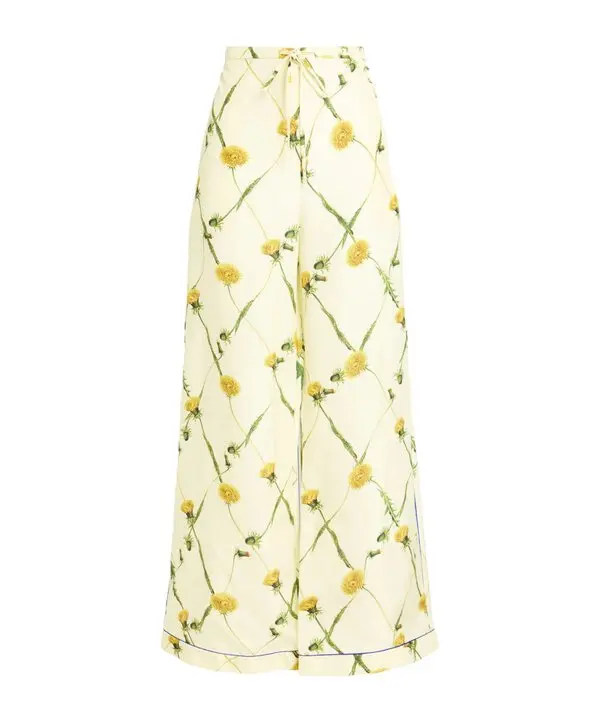 Burberry Floral-print Wide-leg Trousers - White