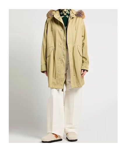 Burberry Hooded Parka With Fur Trim