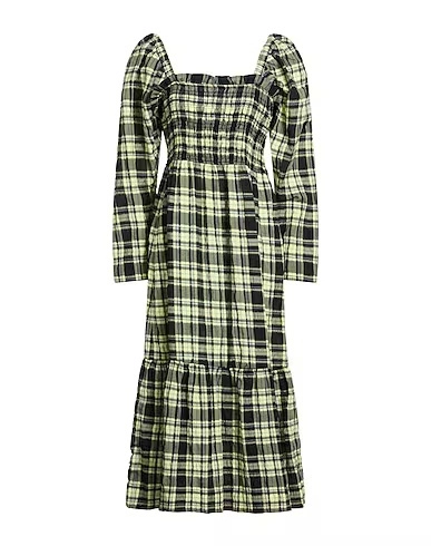 GANNI Plaid Off-the-shoulder Seersucker Dress