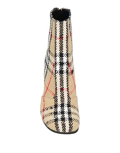 Burberry Plaid Ankle Boots With Block Heel