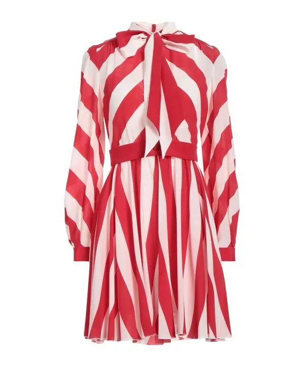Dolce & Gabbana Striped Bow-tie Neck Shirt Dress