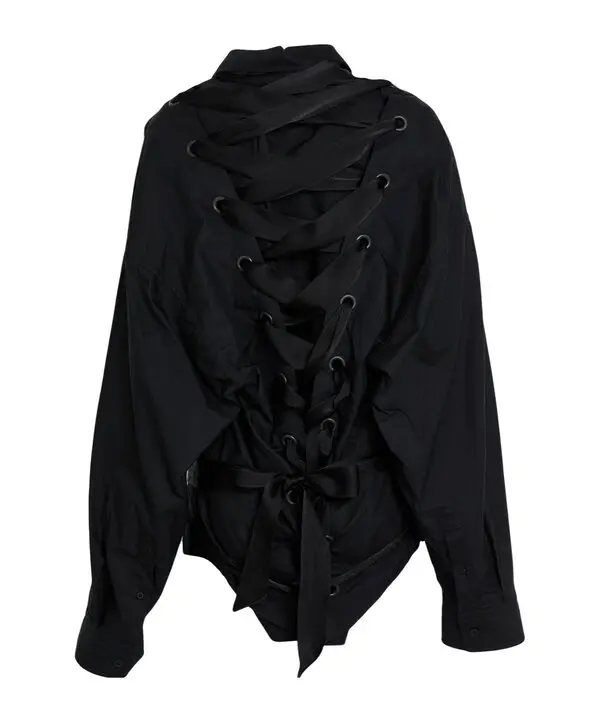 Balenciaga Long Sleeve Shirt With Tie Back - Black