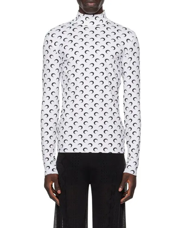 MARINE SERRE High-neck Allover Moon Printed Top