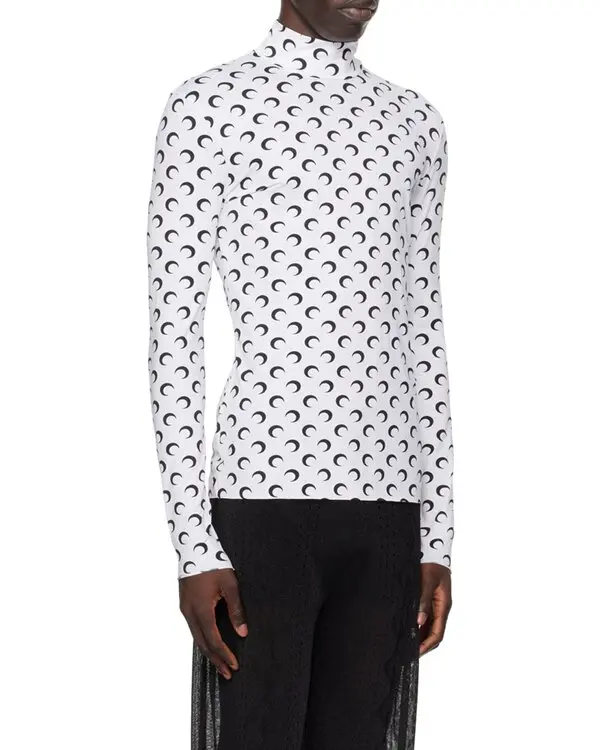 MARINE SERRE High-neck Allover Moon Printed Top