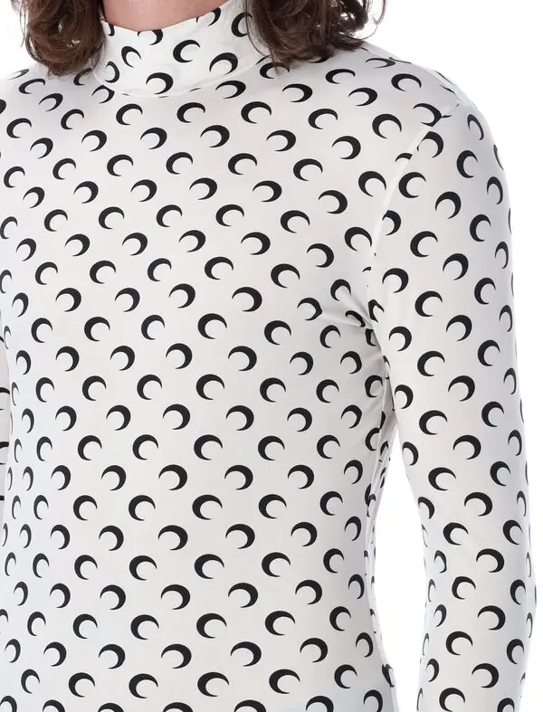 MARINE SERRE High-neck Allover Moon Printed Top