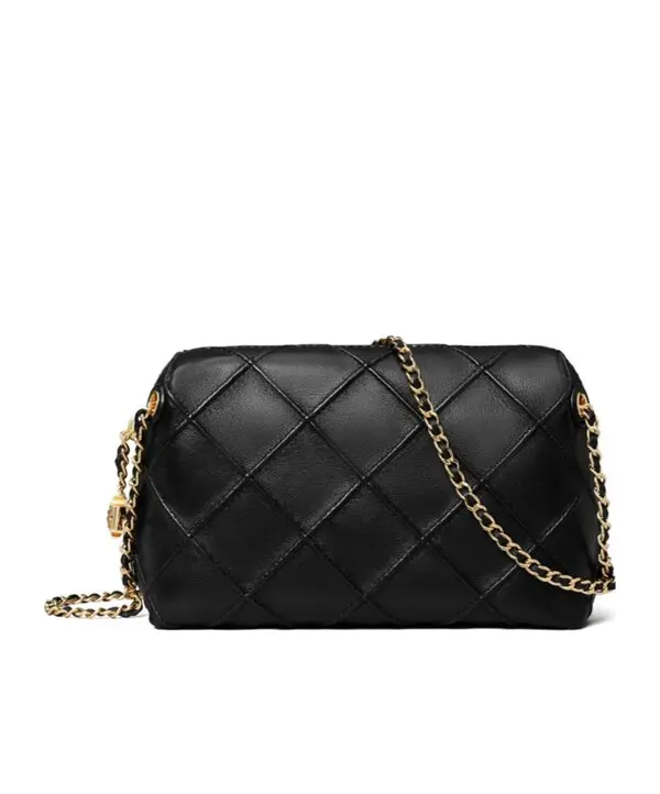 Tory Burch Diamond Quilted Leather Shoulder Bag - Black