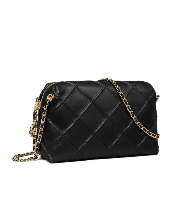 Tory Burch Diamond Quilted Leather Shoulder Bag - Black