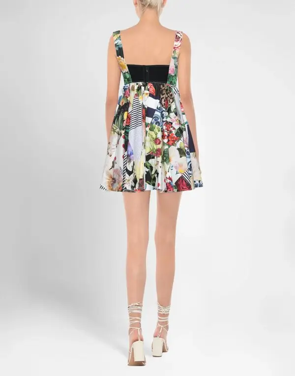 Dolce & Gabbana Sleeveless Floral Print Sweetheart Neckline Dress