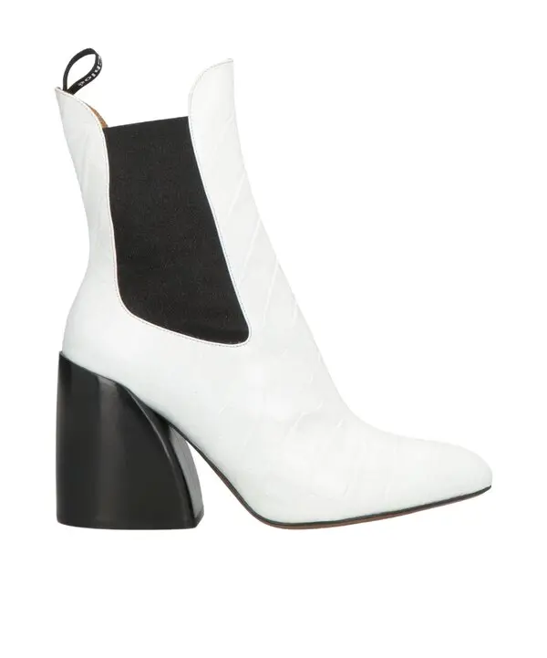 Chloé Embossed Ankle Boots - White