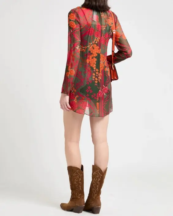 MAXCO. Max&co. Floral Print Georgette Long Sleeve Mini Dress