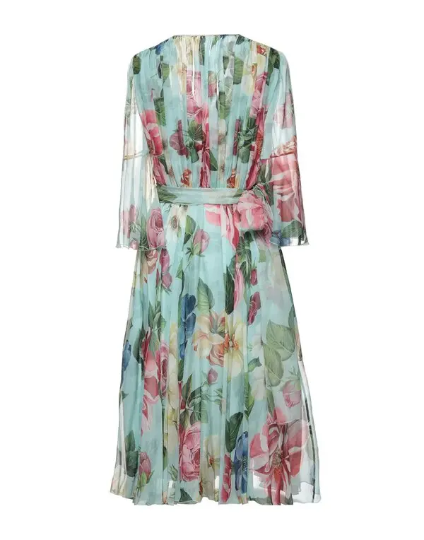 Dolce & Gabbana Floral V-neck Three-quarter Sleeve Dress