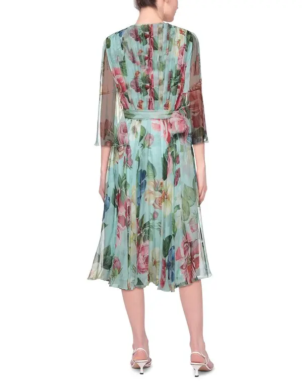 Dolce & Gabbana Floral V-neck Three-quarter Sleeve Dress