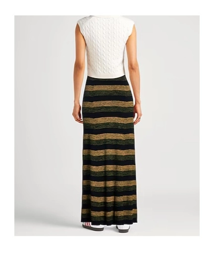 GANNI Striped Midi Skirt