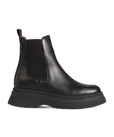 GANNI Solid Color Genuine Leather Platform Boots