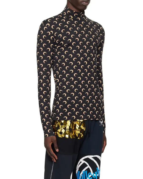 MARINE SERRE High-neck Allover Moon Printed Top